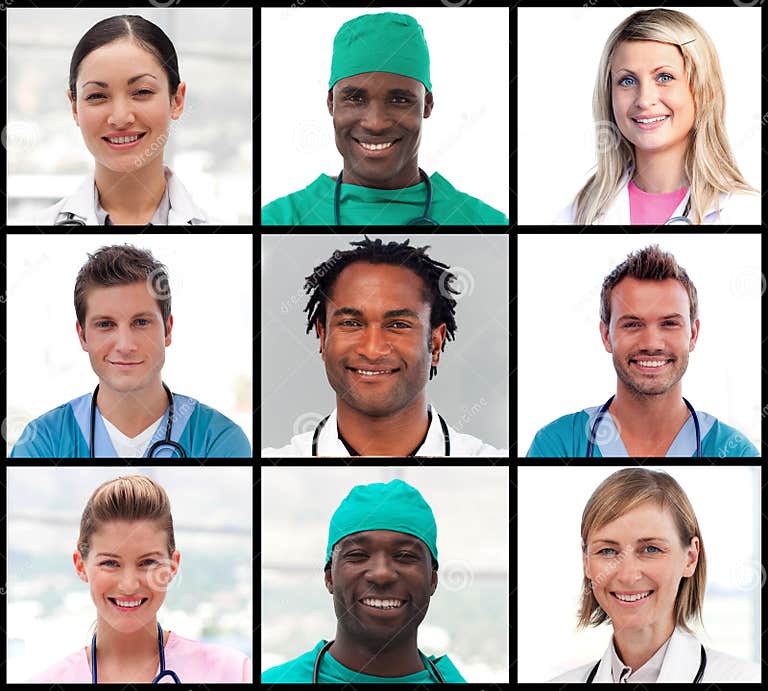 Collage of Doctors Portraits Smiling at the Camera Stock Photo - Image ...