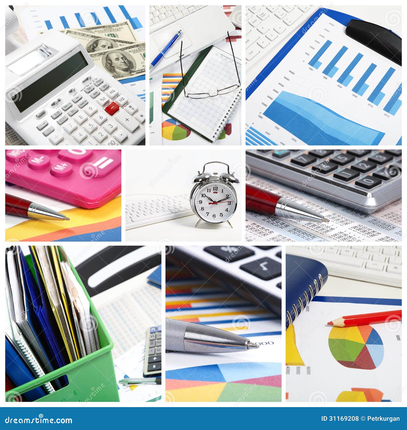 Collage. Documents in the Office Stock Photo - Image of employment ...