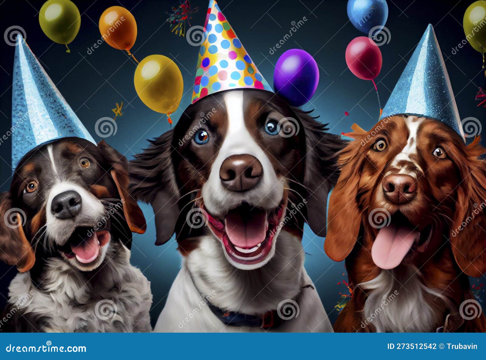 Collage of Dogs Wearing Party Hat, Generative Ai Stock Illustration ...