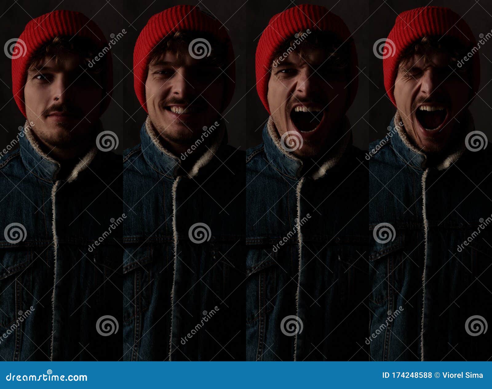 Collage of Dramatic Cool Guy Smiling, Screaming and Laughing Stock ...