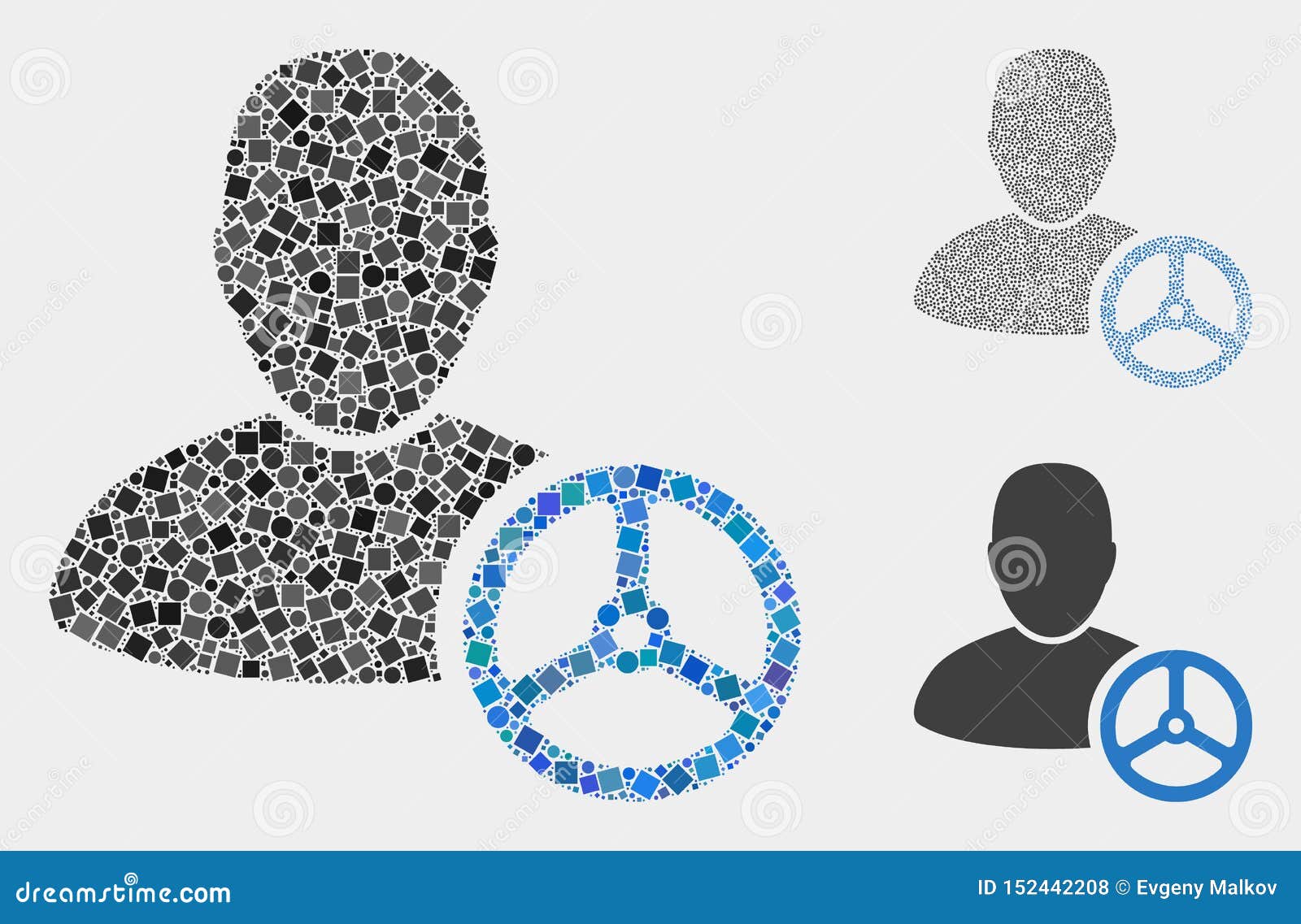 Driver Man Icon Mosaics of Squares and Circles Stock Vector ...