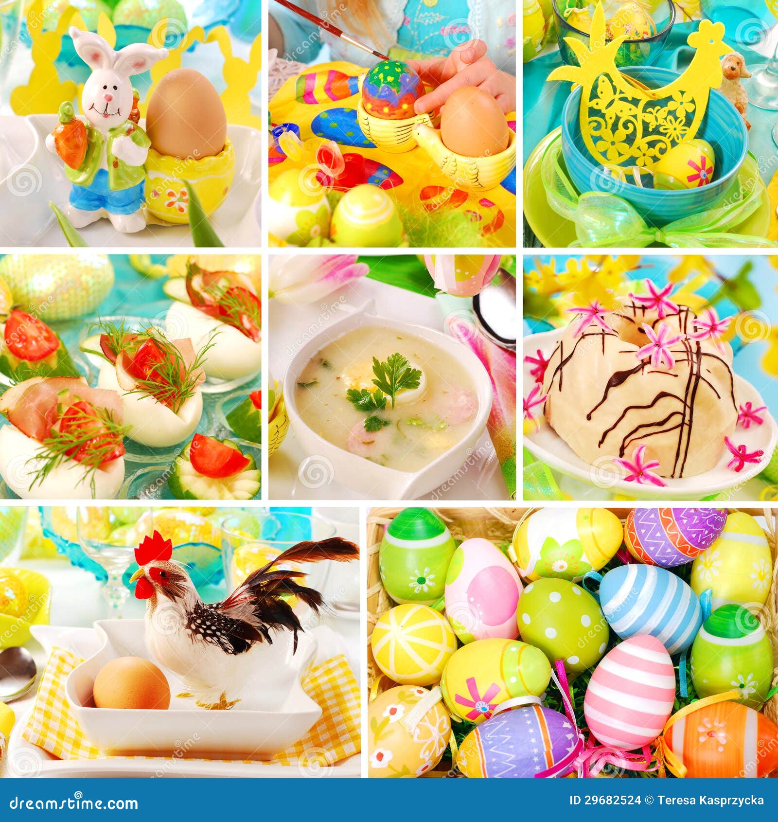 Collage with Easter Decorations and Traditional Dishes Stock Photo ...