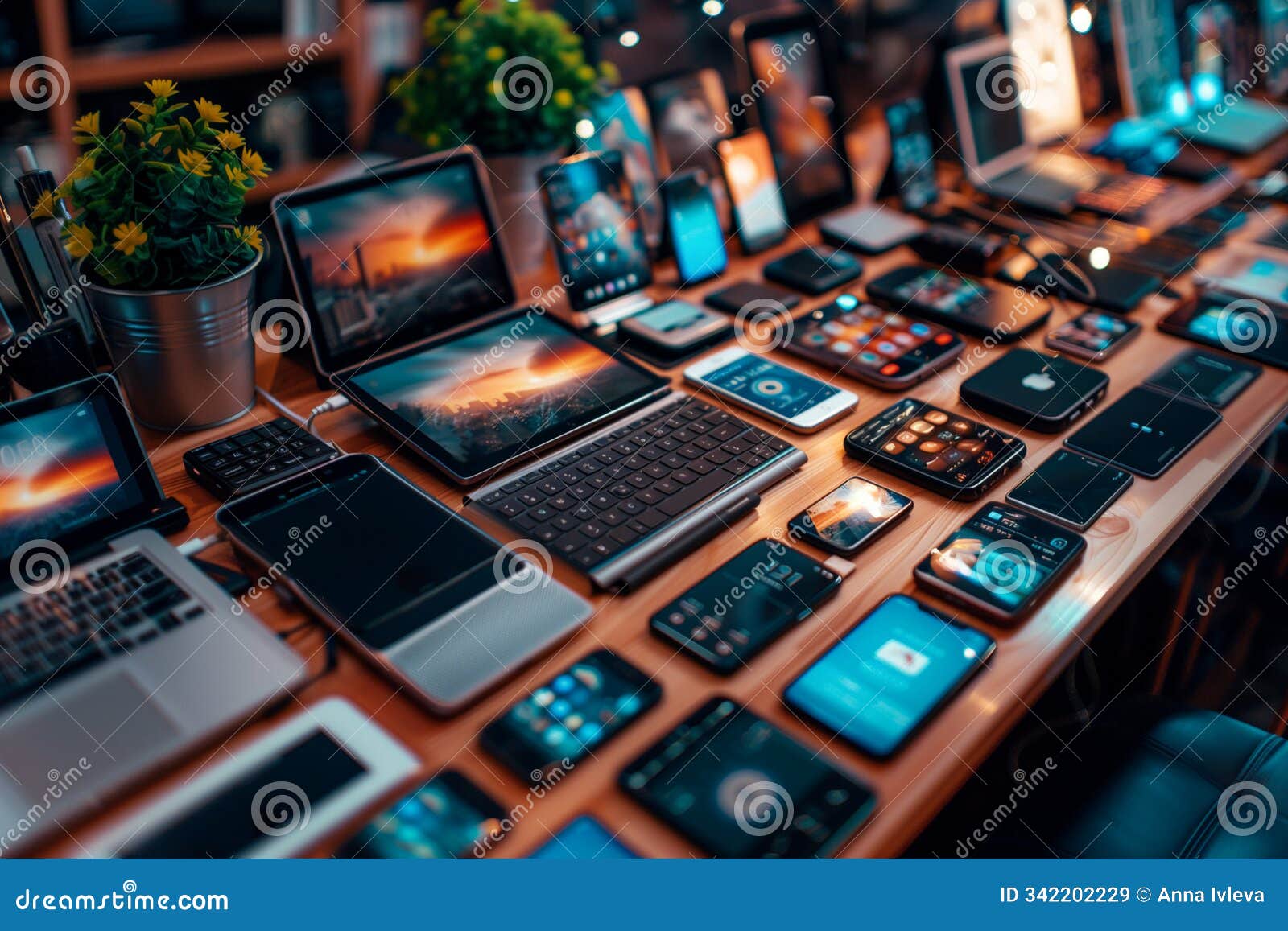 A Collage of Electronic Devices, Including Smartphones and Tablets ...