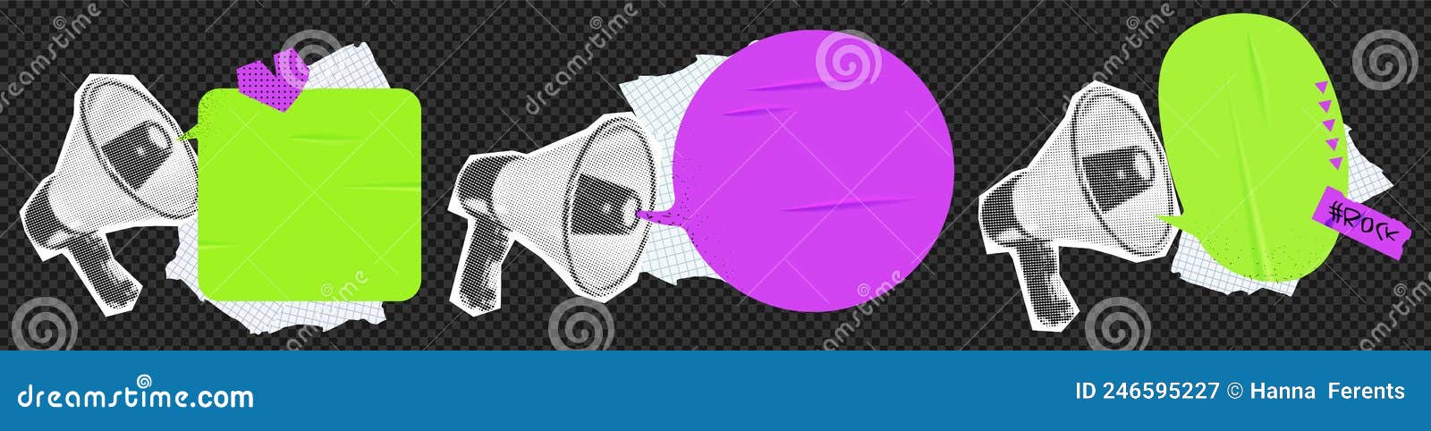 Collage Element for Message with Louspeaker and Realistick Stickers ...