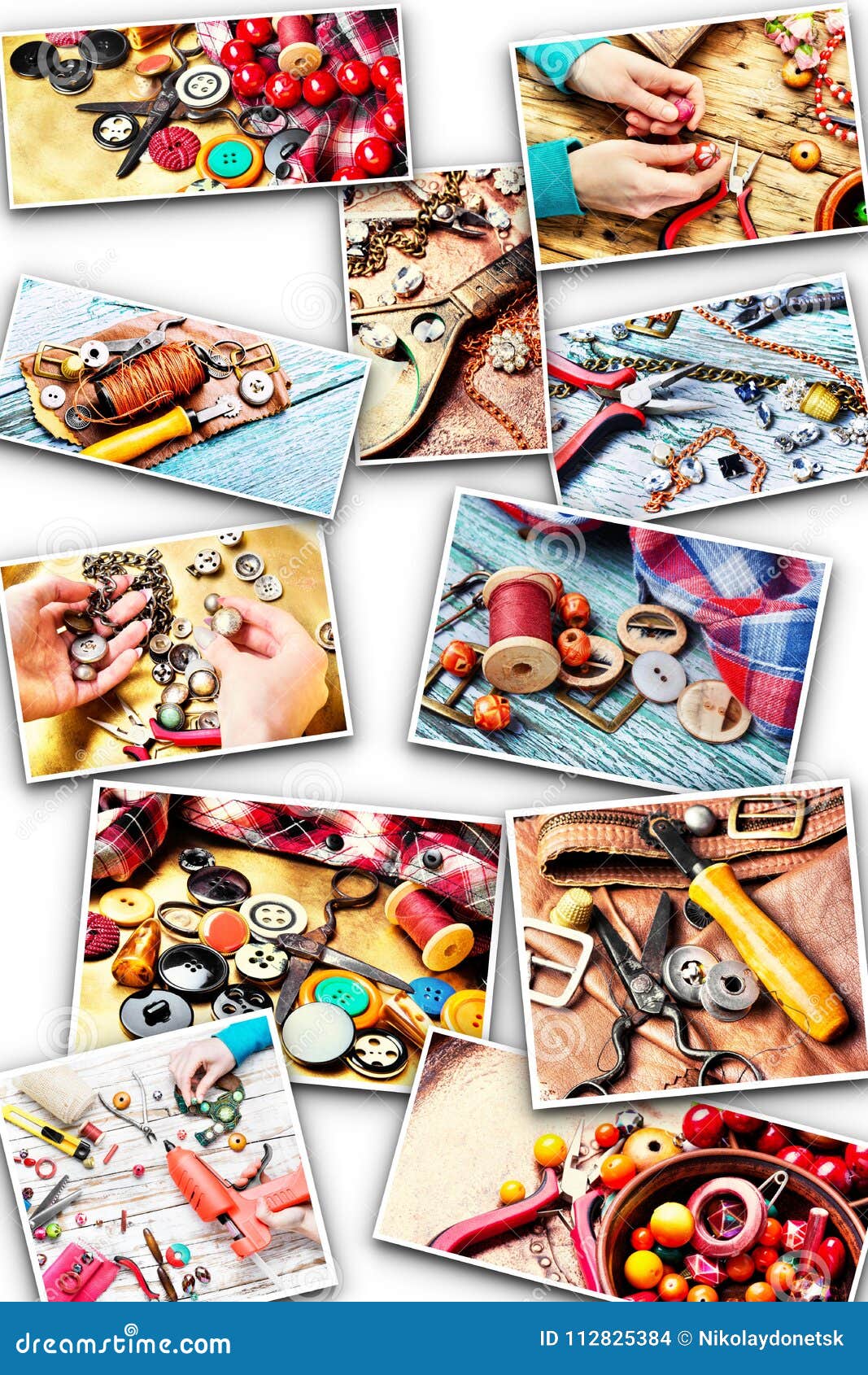 Collage with Elements for Needlework Stock Photo - Image of bobbin ...