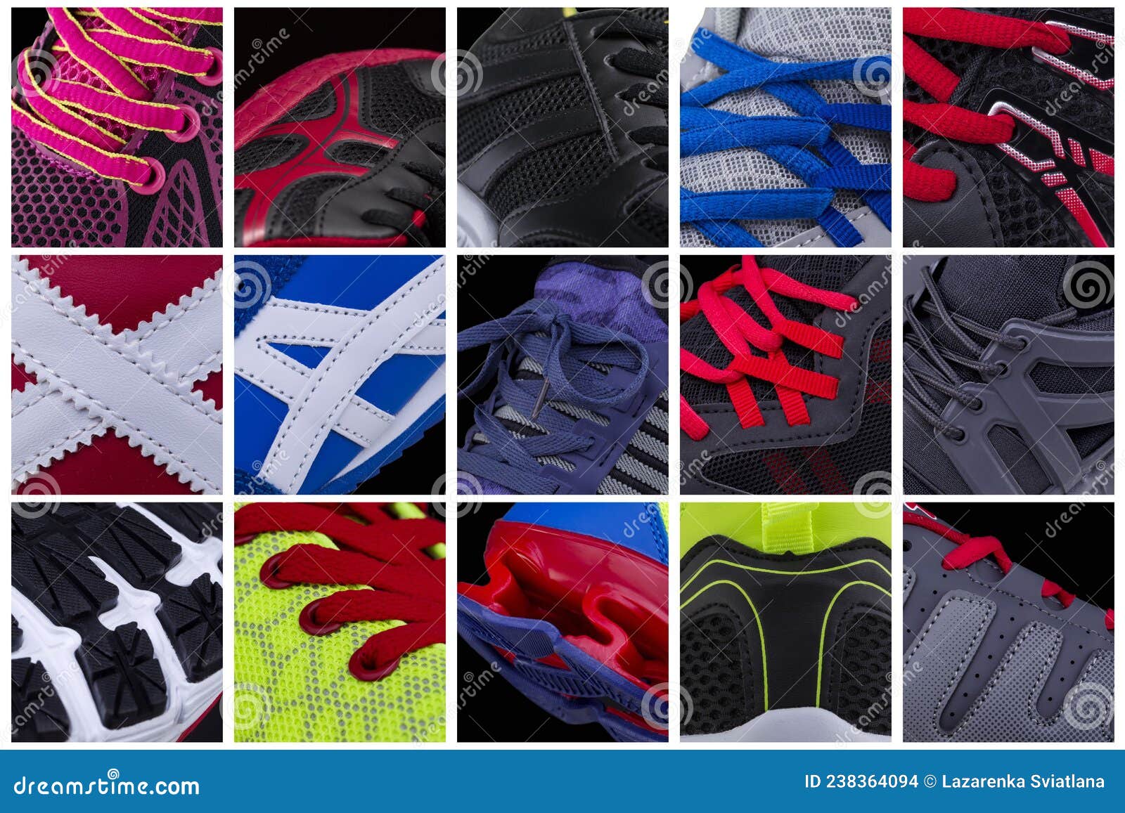Collage of Elements of Sneakers Stock Photo - Image of cloth, black ...