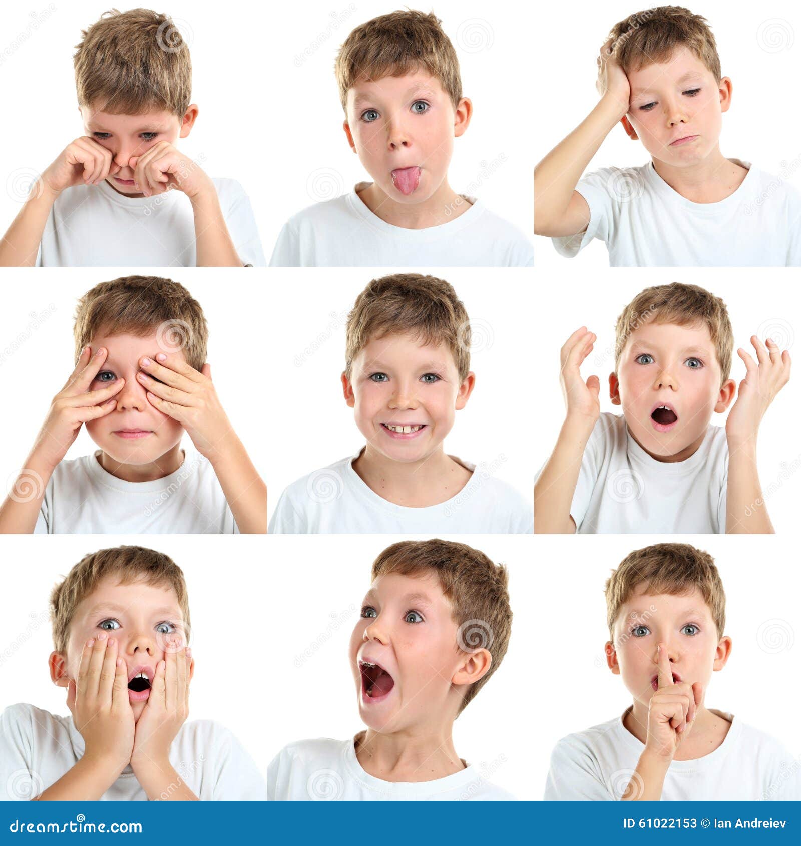 Collage of Emotional Little Boy Stock Image - Image of background ...