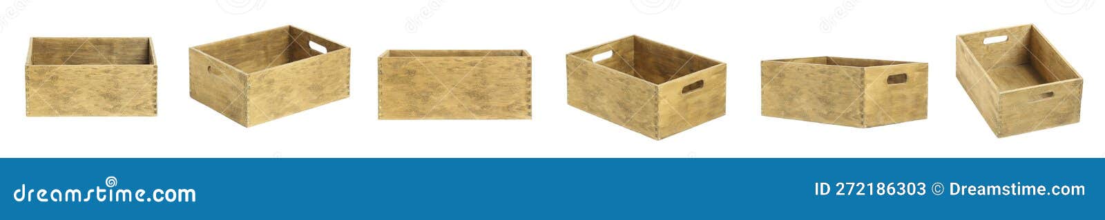 Collage of Empty Wooden Box for Tools or Something Else on White ...