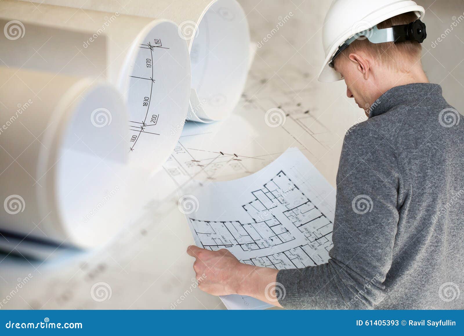 Collage with an Engineer on Construction Site and Stock Image - Image ...