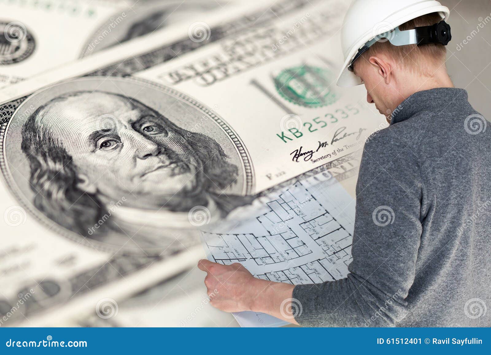 Collage with an Engineer with Rolls of Blueprints Stock Image - Image ...