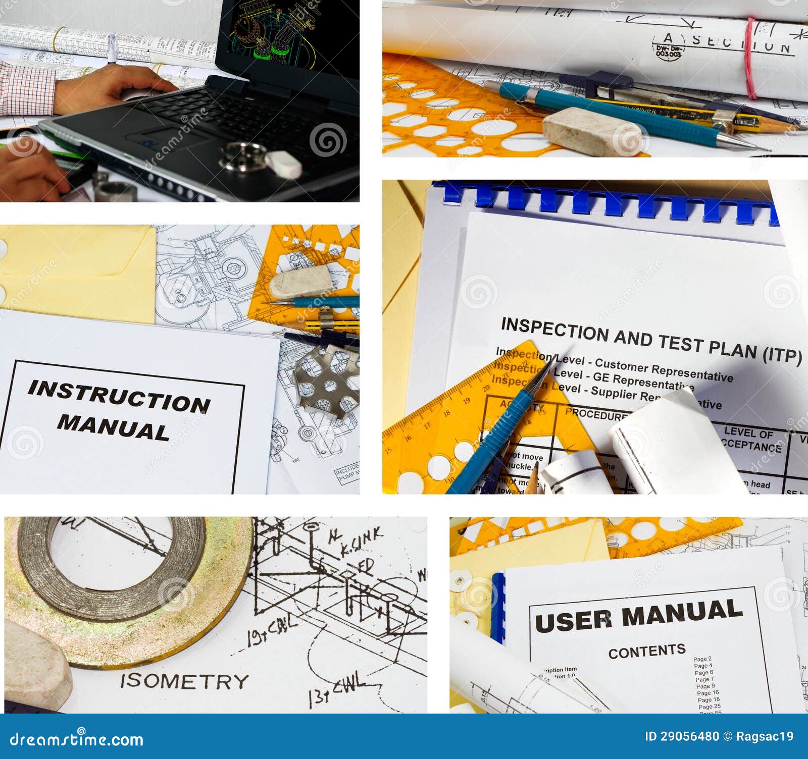 Collage of Engineering Documents Stock Photo - Image of paper, emgineer ...