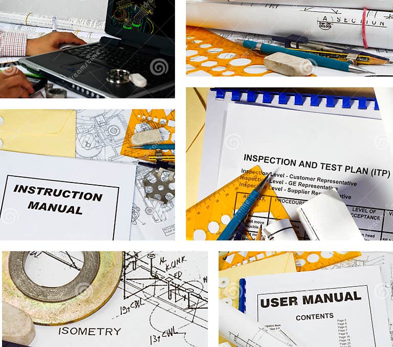 Collage of Engineering Documents Stock Photo - Image of paper, emgineer ...
