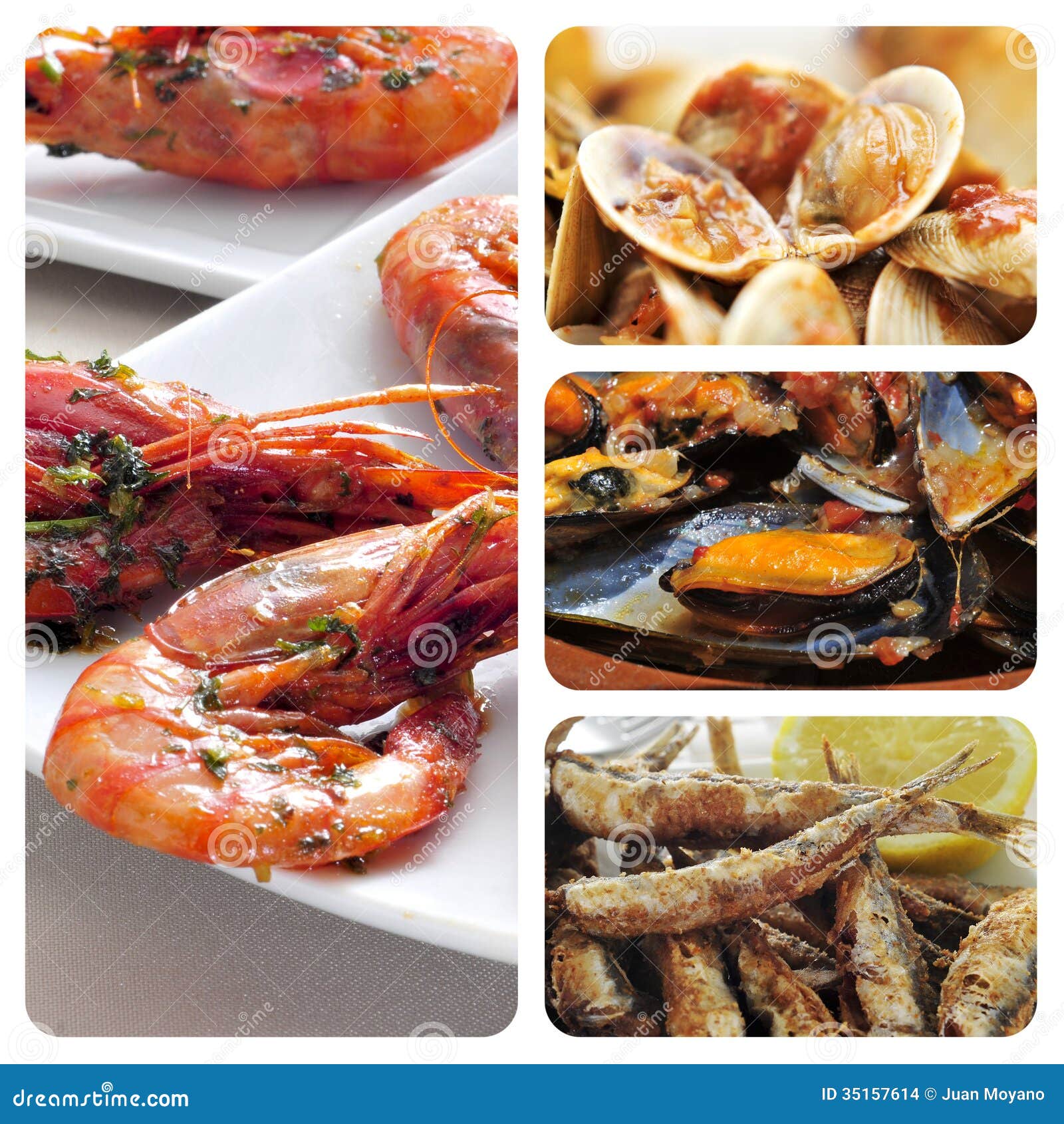 Collage Español De Los Tapas De Los Mariscos Foto de archivo - Imagen ...
