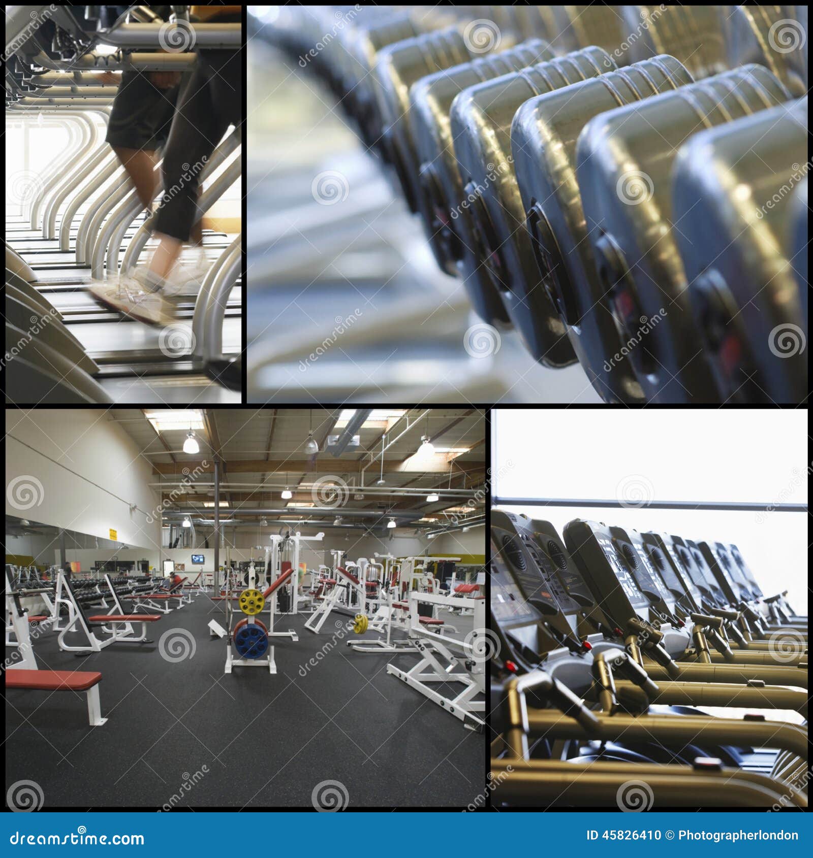 Collage of Exercise Equipment at Gym Stock Photo - Image of imaging ...