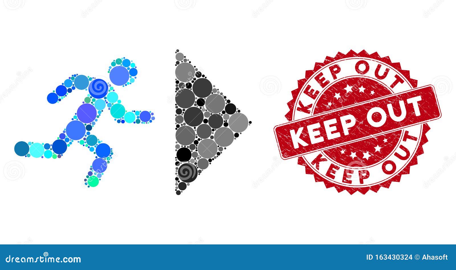 Collage Exit Direction with Textured Keep Out Stamp Stock Vector ...