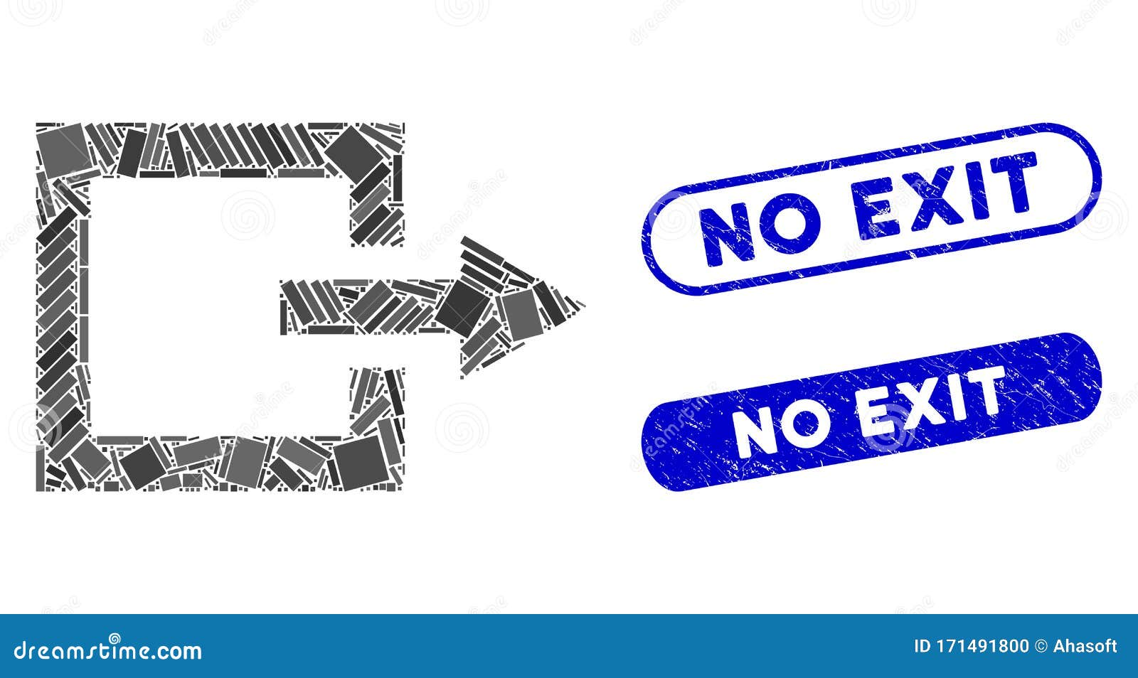 Rectangle Collage Exit with Textured No Exit Seals Stock Vector ...