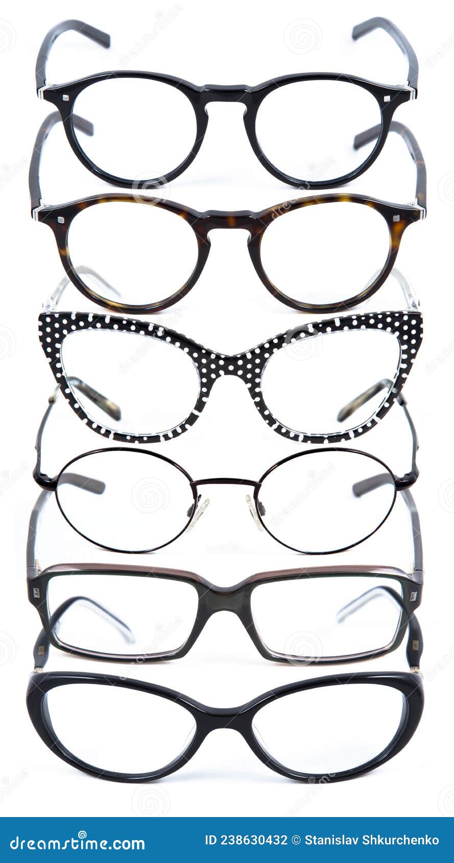 Collage of Eyeglass Frames on a White Background. Stock Photo - Image ...