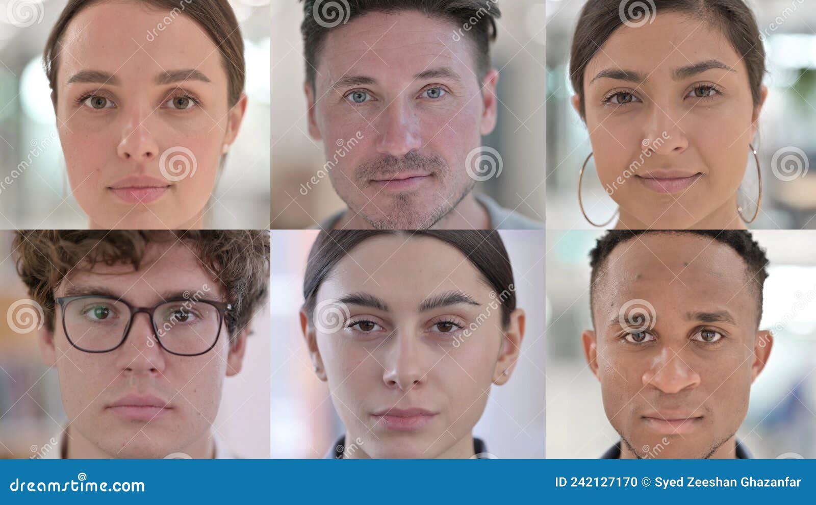 Collage of Face of Serious People Looking at Camera Stock Photo - Image ...