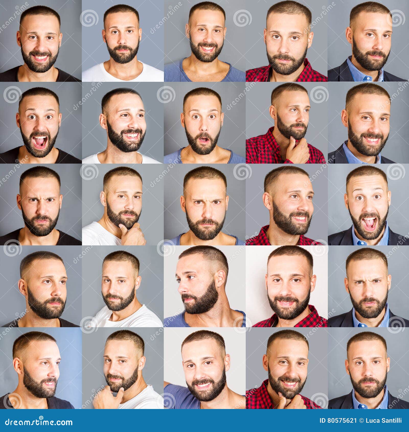 A Collage of Faces of Men with Different Expressions Stock Image ...