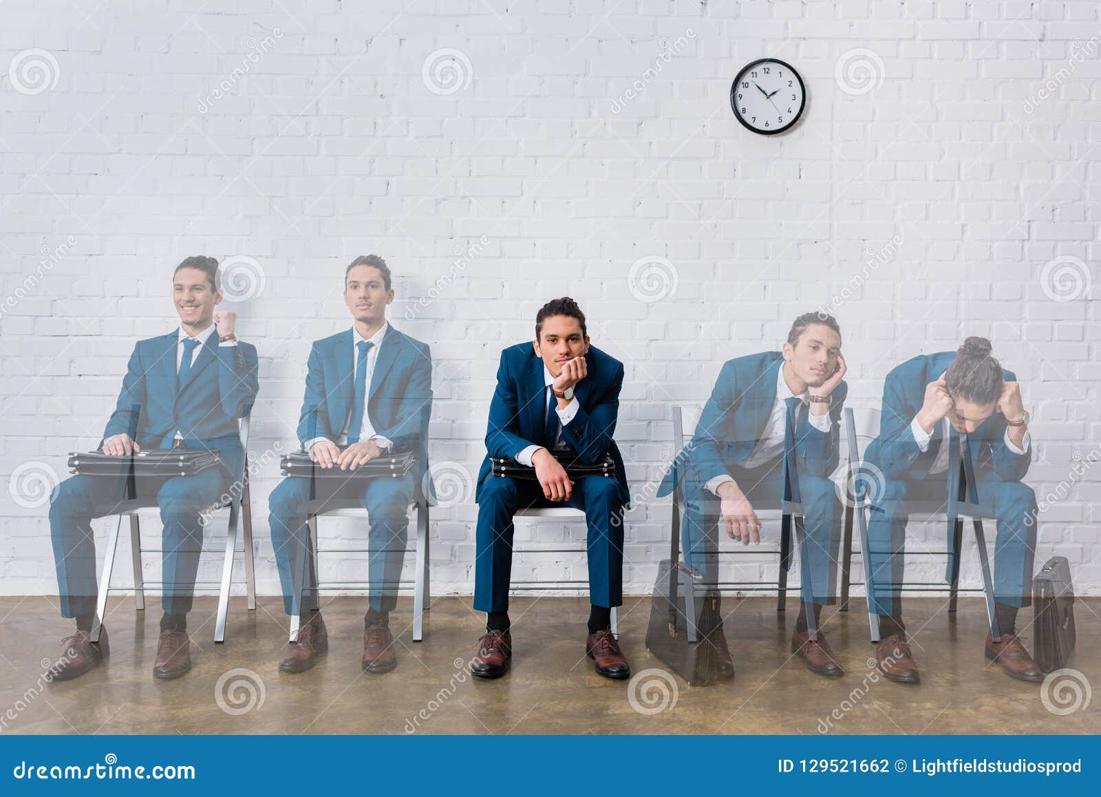 Collage with Faded Images of Candidate Waiting for Interview Stock ...