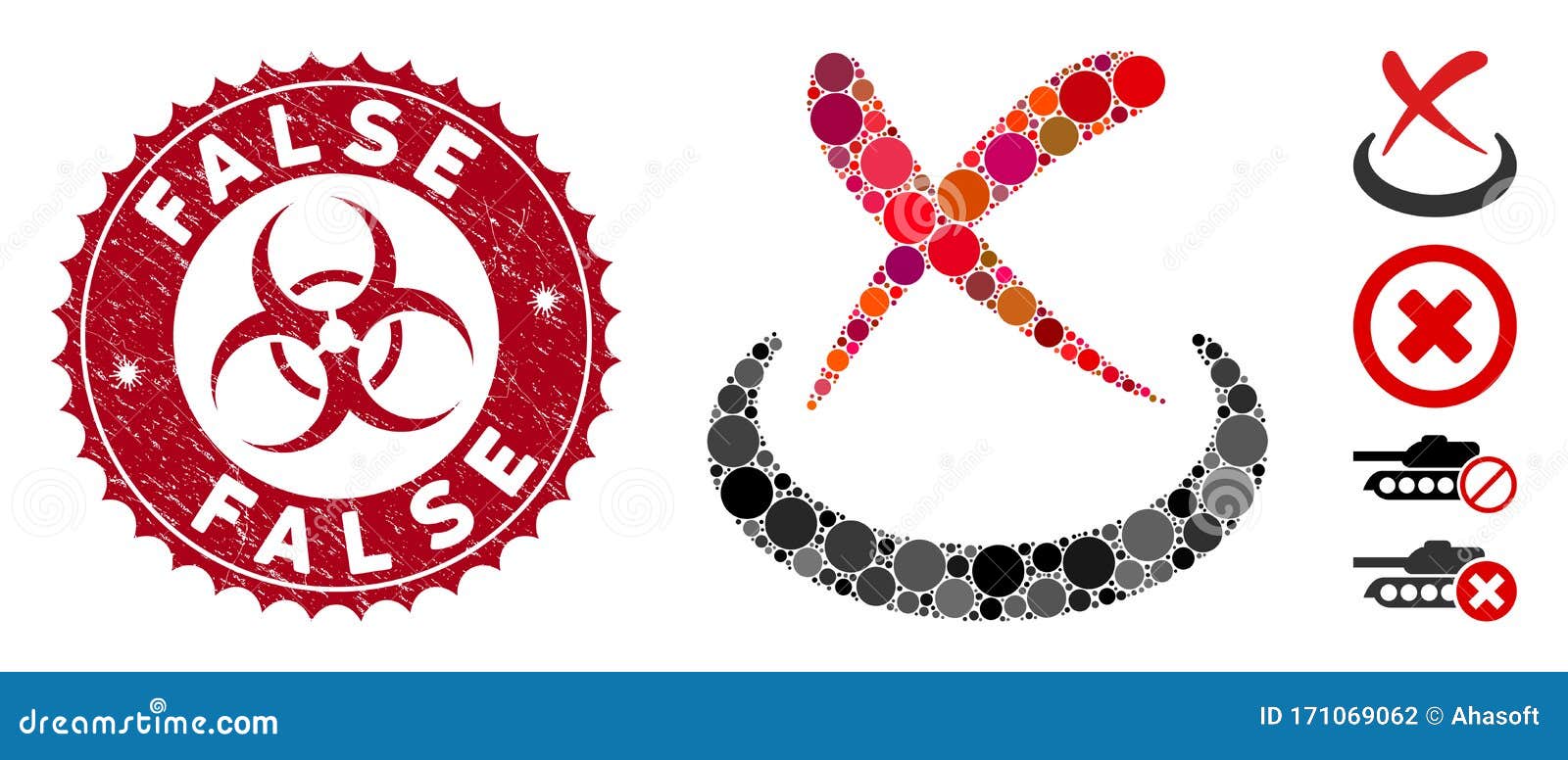 Collage False Icon with Textured False Seal Stock Vector - Illustration ...