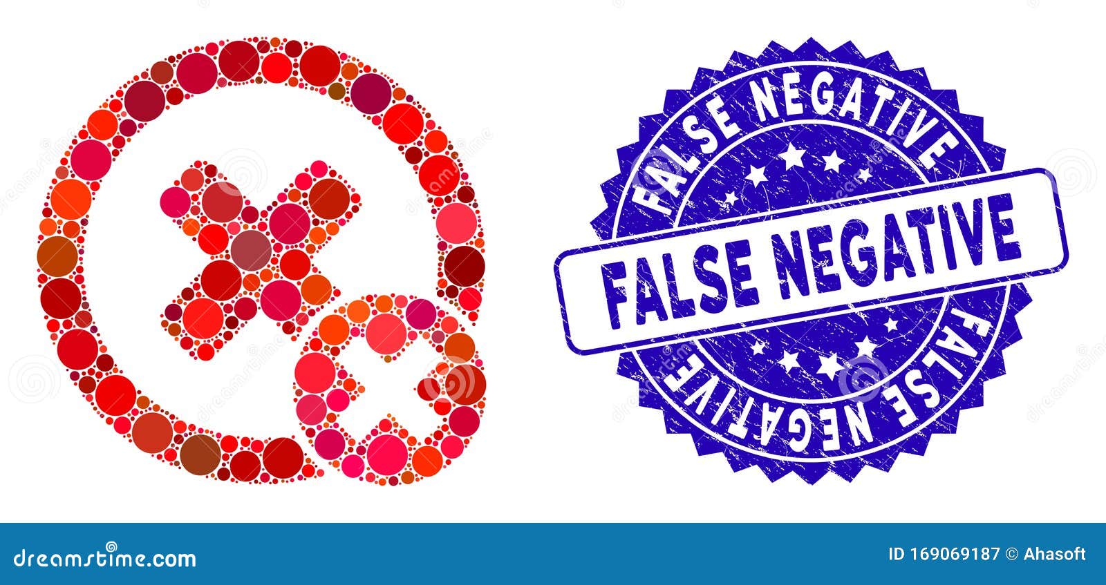 Collage False Negative Icon with Textured False Negative Stamp Stock ...