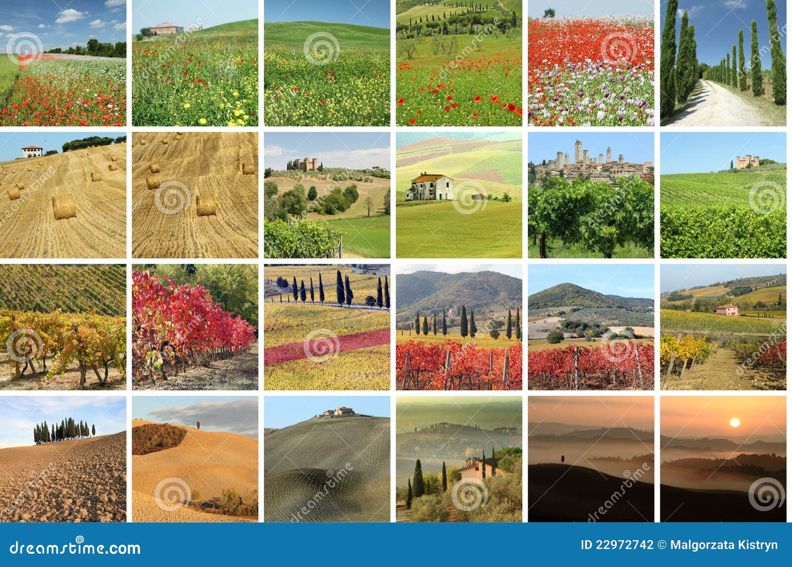 Collage with Fantastic Landscape of Tuscany Stock Photo - Image of ...