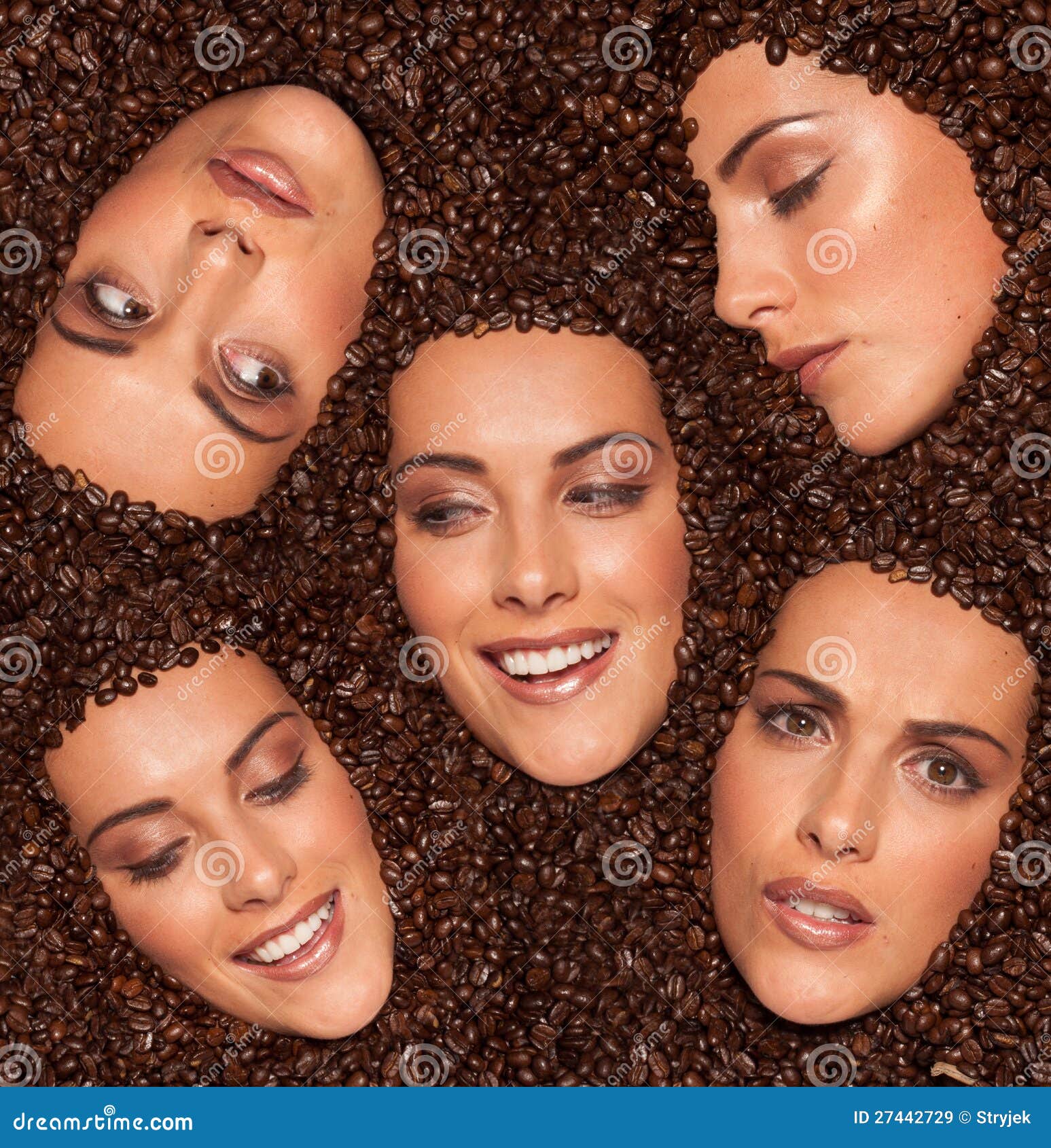 Collage of Female Facial Expressions Stock Image - Image of seductive ...