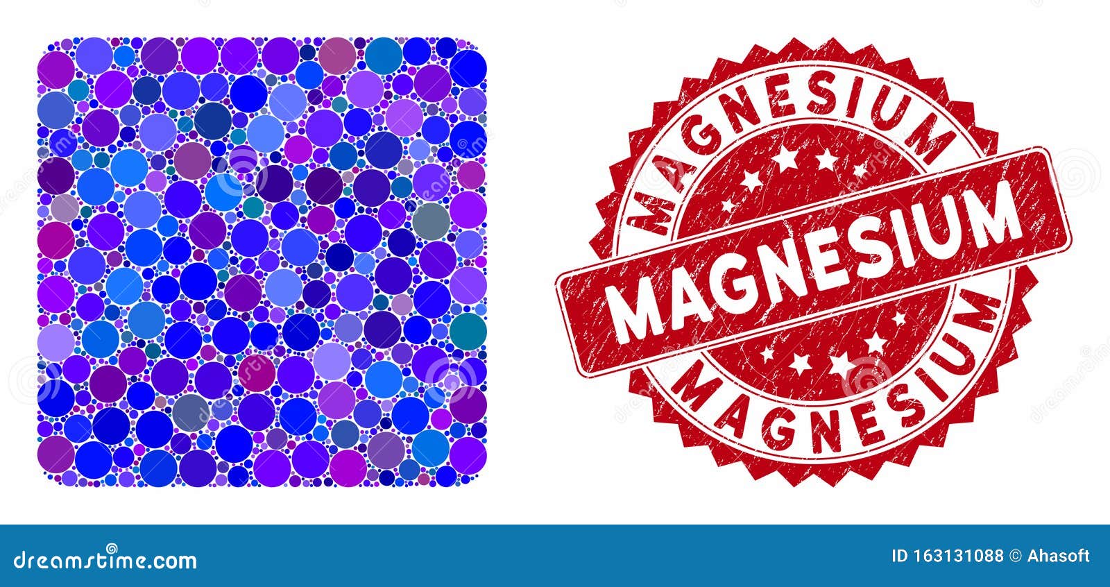 Collage Filled Square with Textured Magnesium Seal Stock Illustration ...