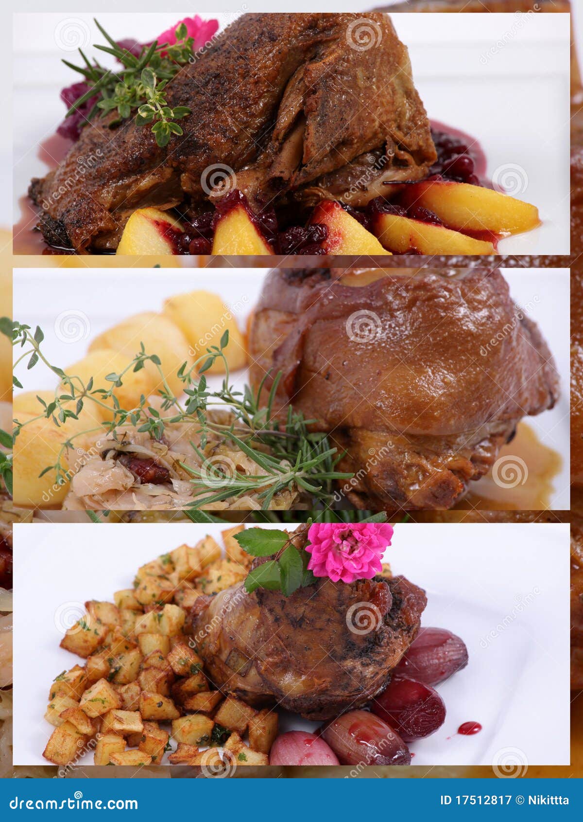Collage of a Fine Dining Meal Stock Image - Image of peach, meat: 17512817