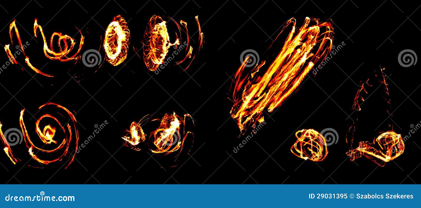 Collage of Fire Flames on Black Stock Image - Image of color, danger ...