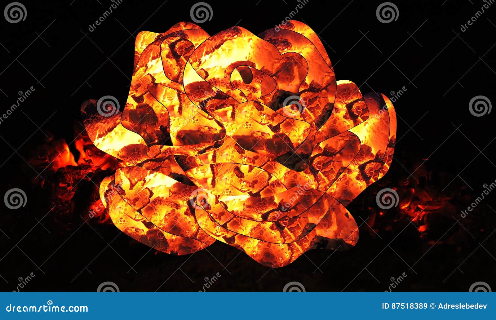 Collage of flower of flame stock illustration. Illustration of light ...