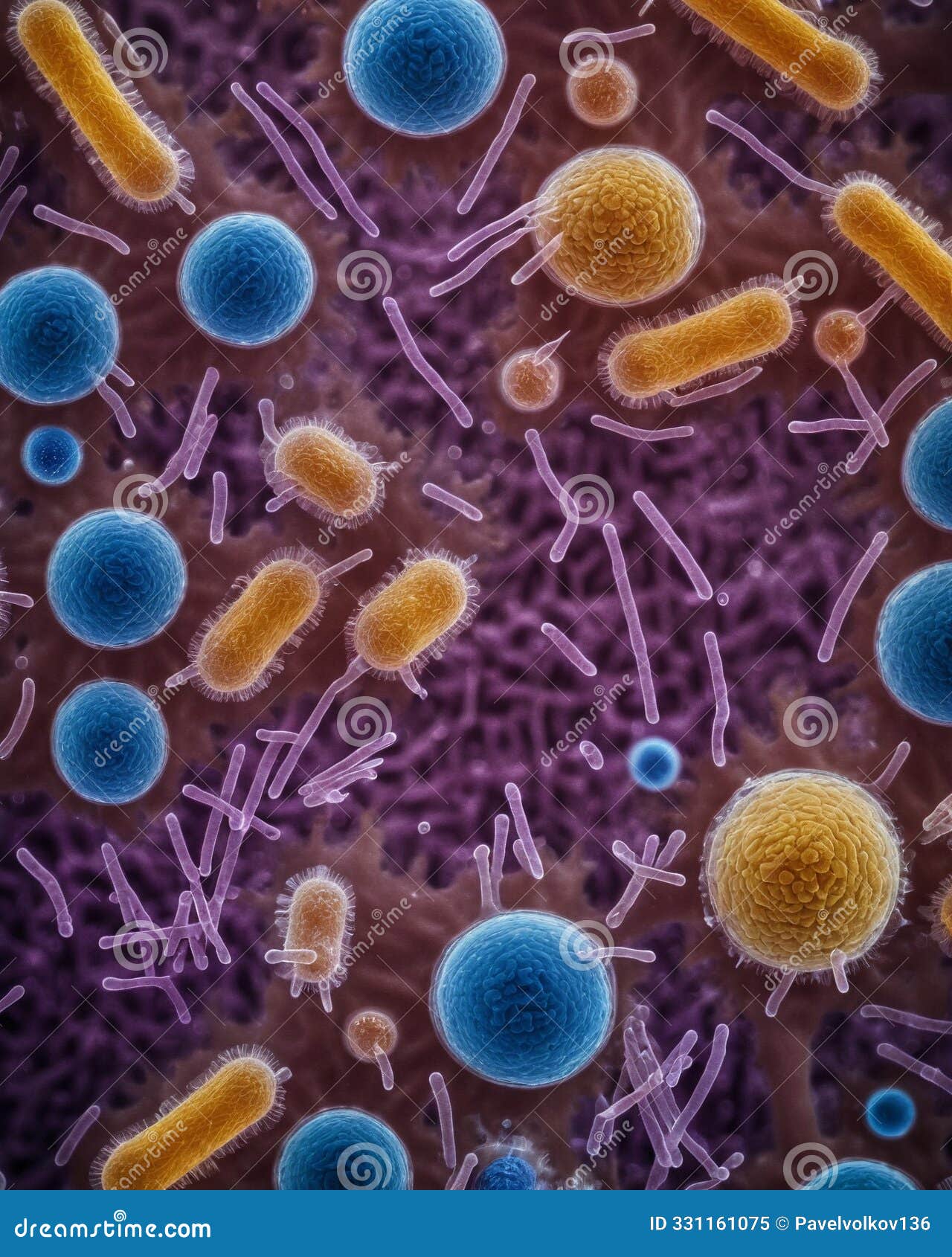 Collage of Flu COVID-19 Virus Cells in Blood Under the Microscope ...