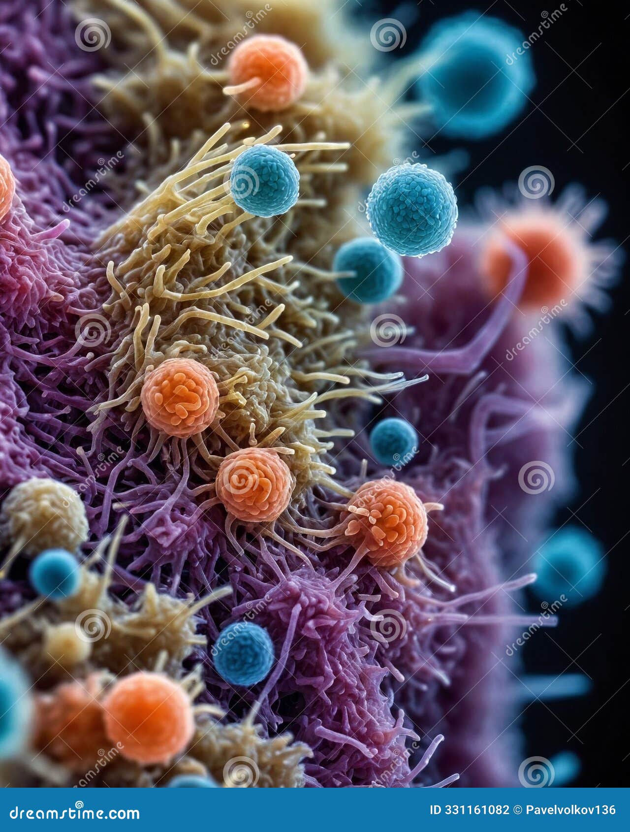 Collage of Flu COVID-19 Virus Cells in Blood Under the Microscope ...