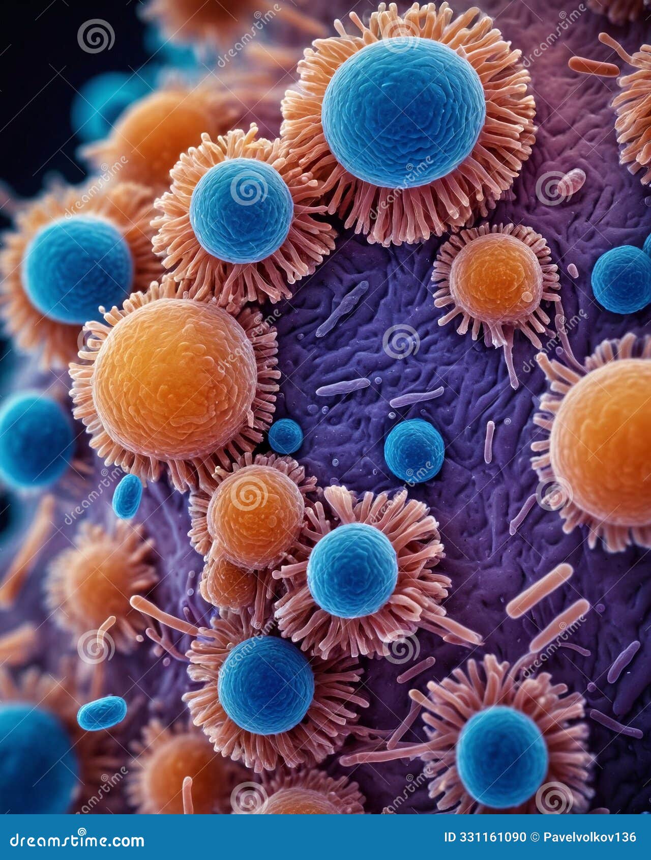 Collage of Flu COVID-19 Virus Cells in Blood Under the Microscope ...