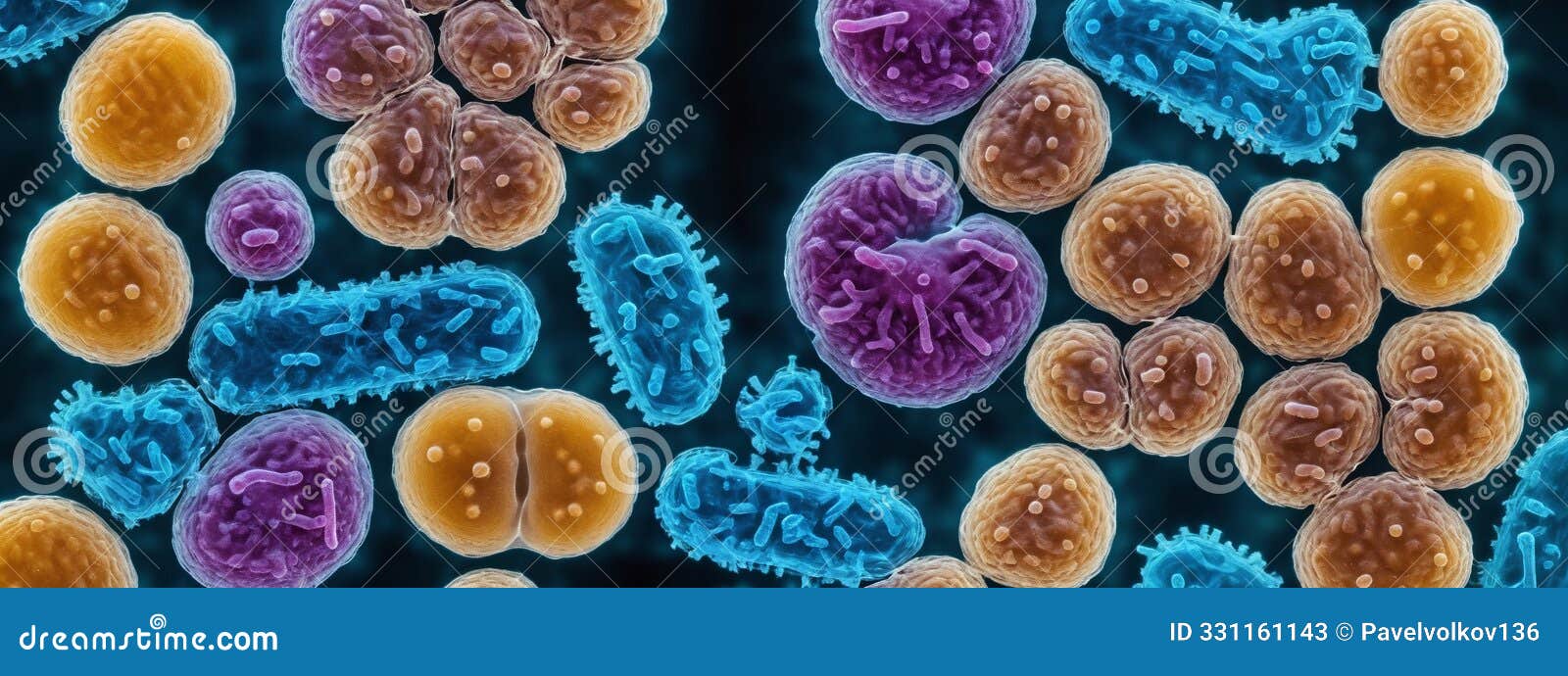 Collage of Flu COVID-19 Virus Cells in Blood Under the Microscope ...