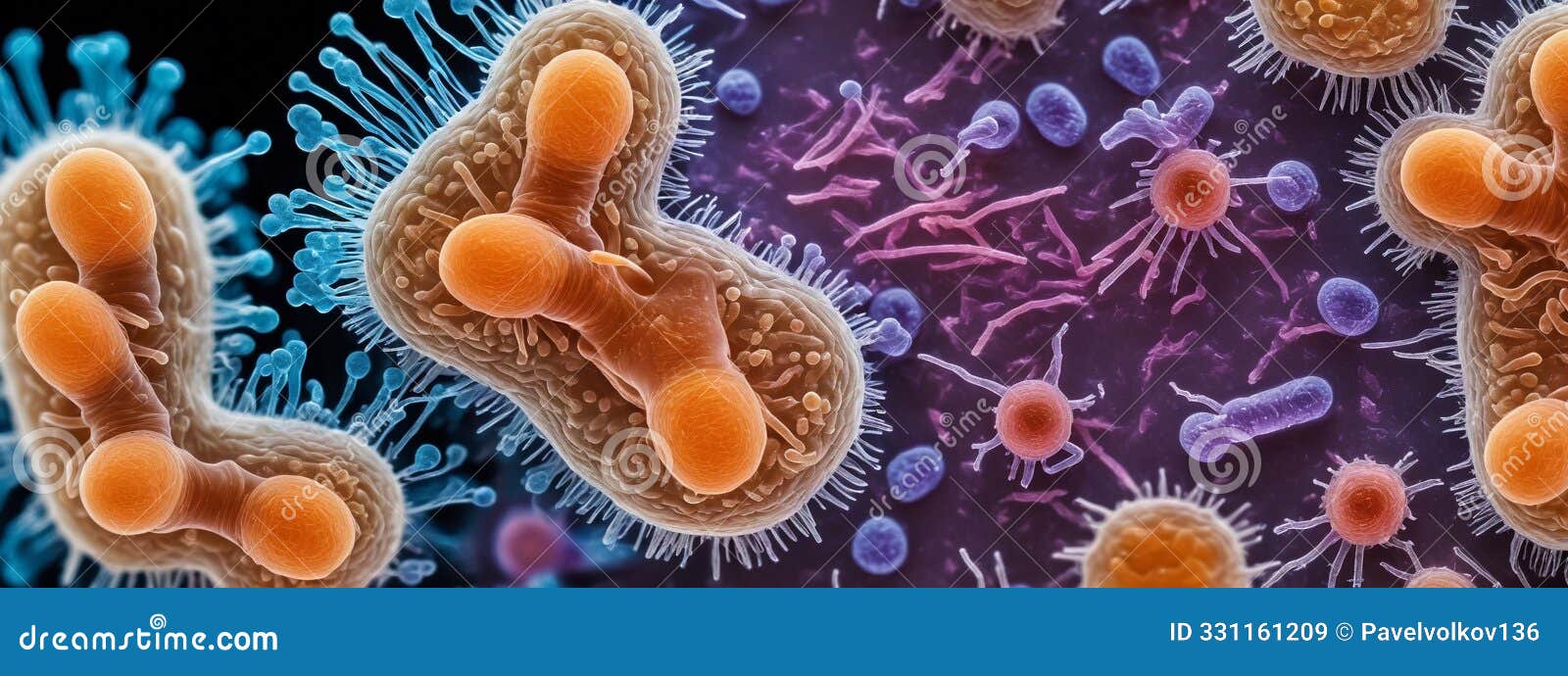 Collage of Flu COVID-19 Virus Cells in Blood Under the Microscope ...