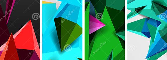 A Collage of Four Different Colored Triangles on a White Background ...