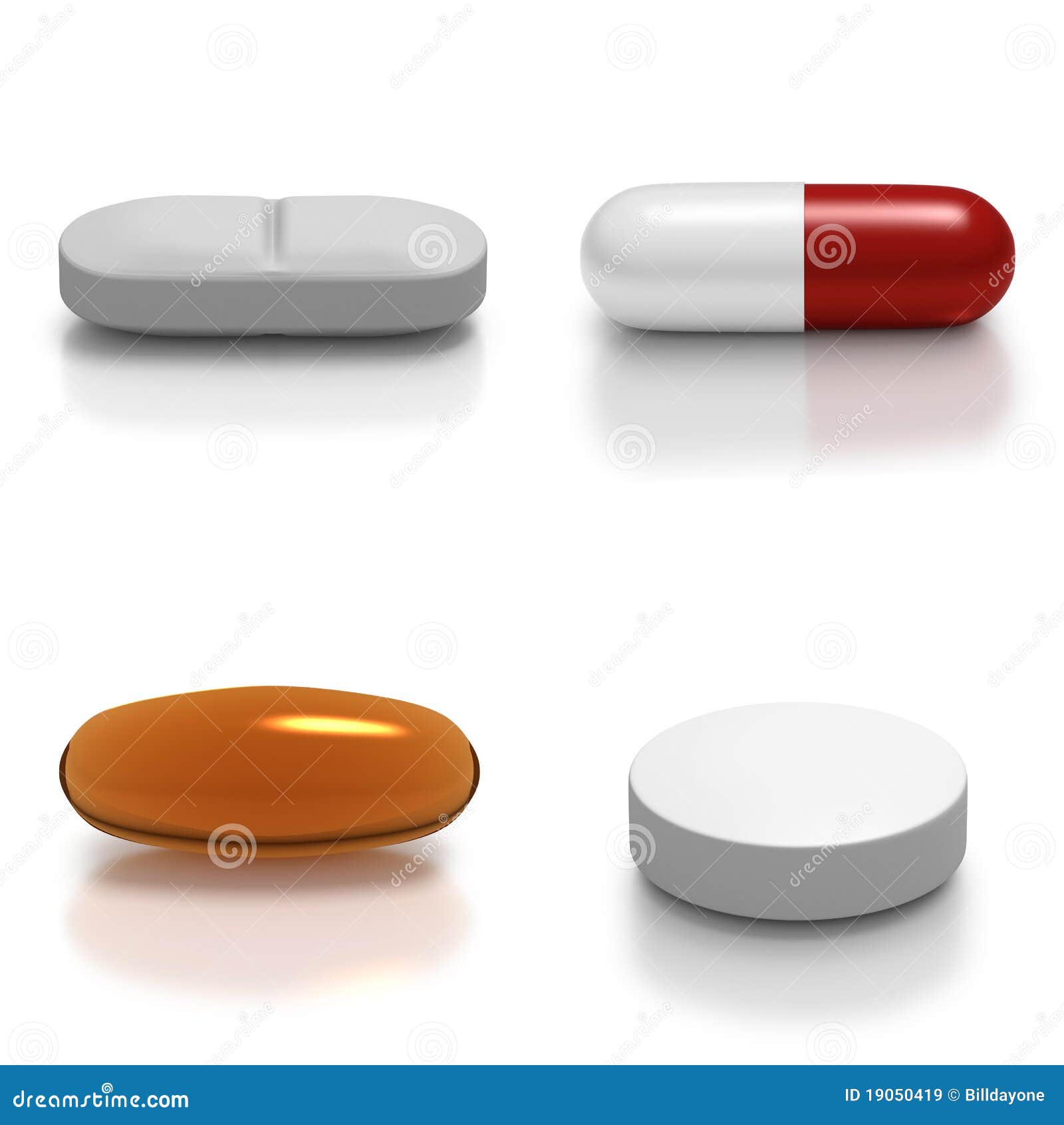 Collage of Four Different Pills Stock Illustration - Illustration of ...