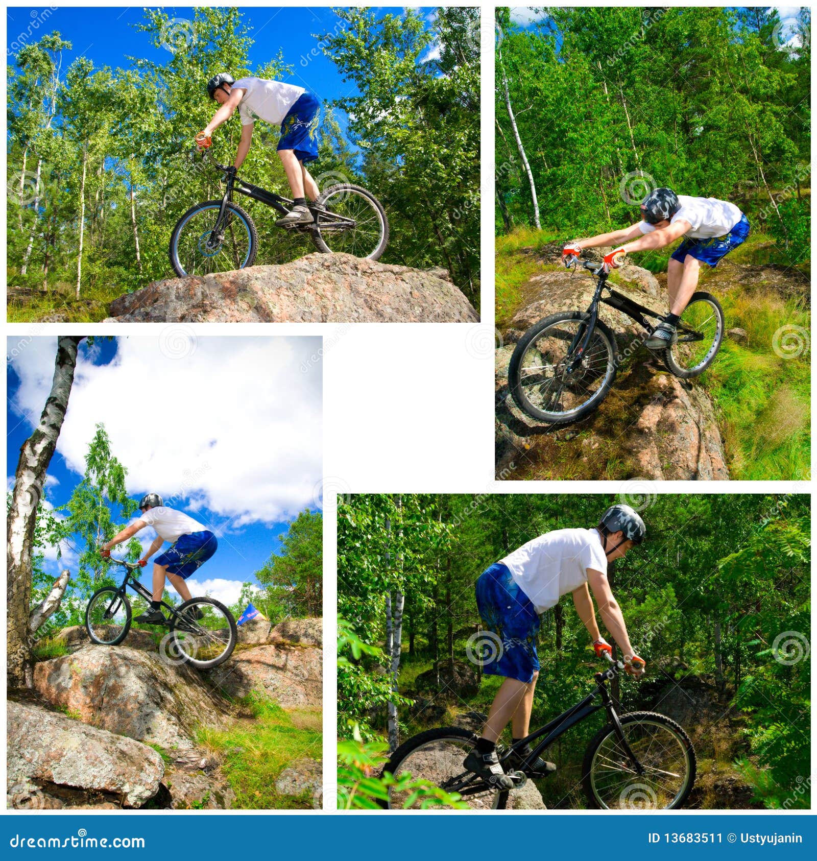 The Collage of Four Photos Bike Extreme Tricks Stock Image - Image of ...
