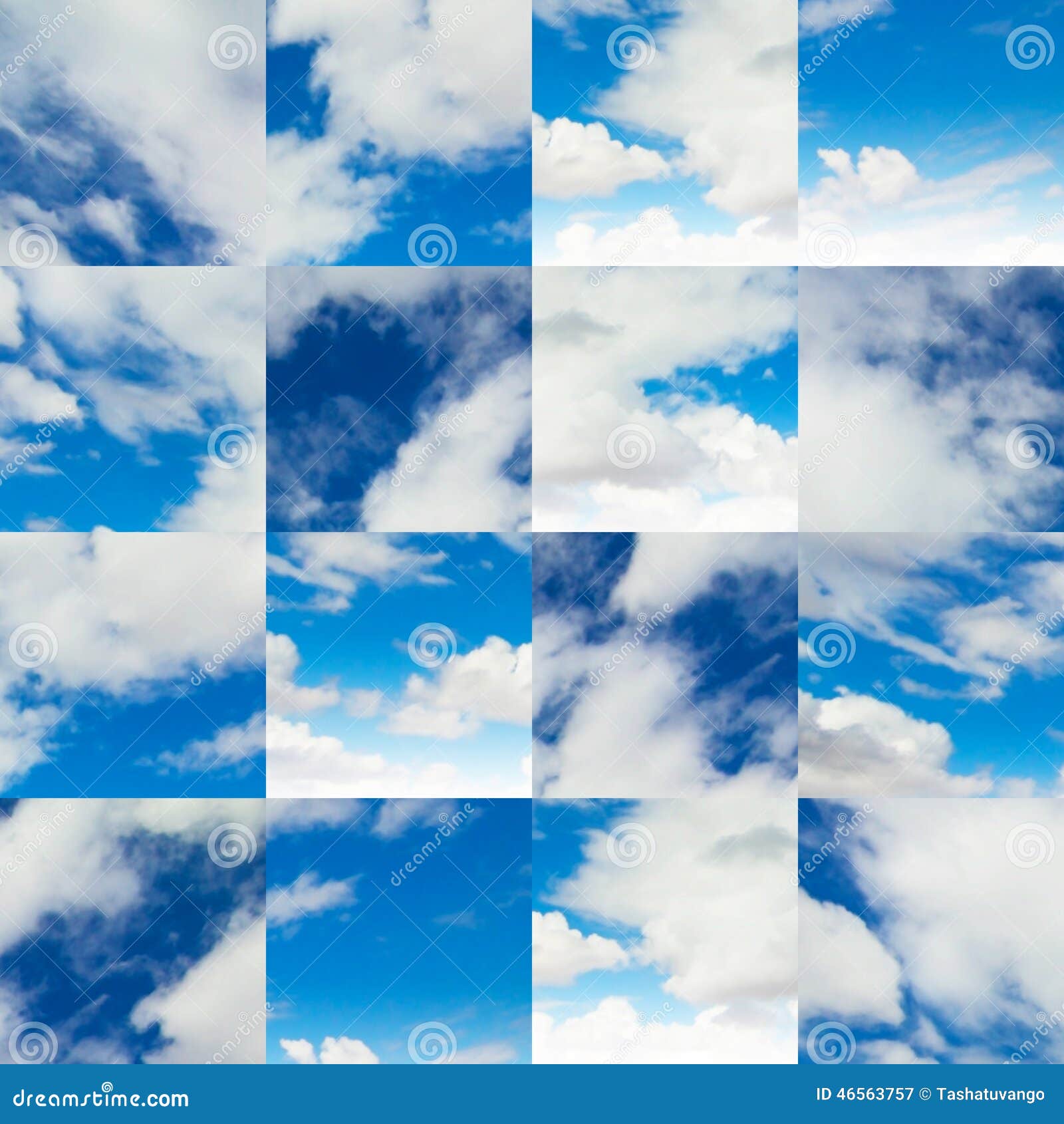 Collage of Fragments on Blue Sky. Stock Image - Image of tile, climate ...
