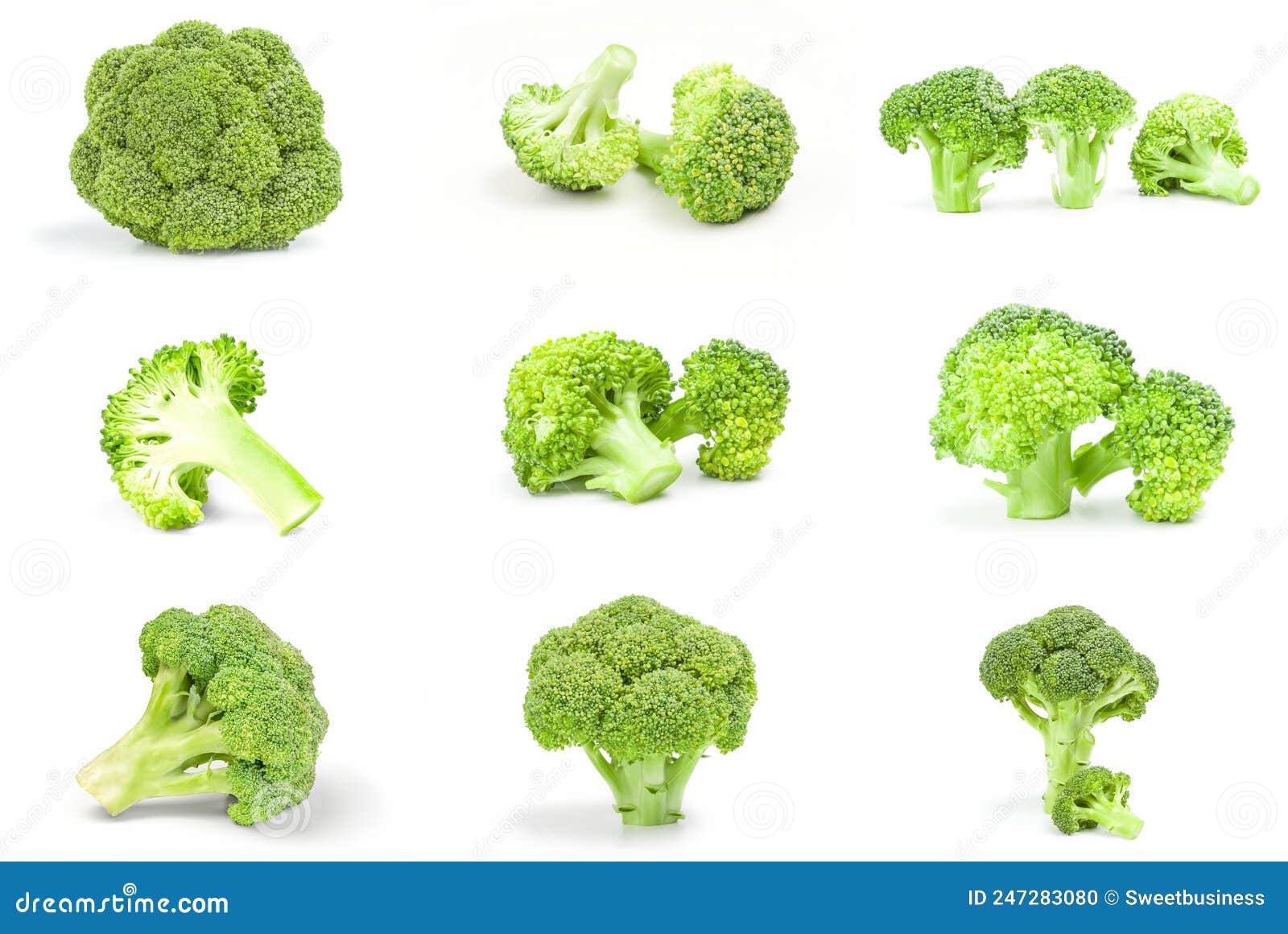 Set of Broccoli Cabbage on a Isolated White Background Stock Photo ...