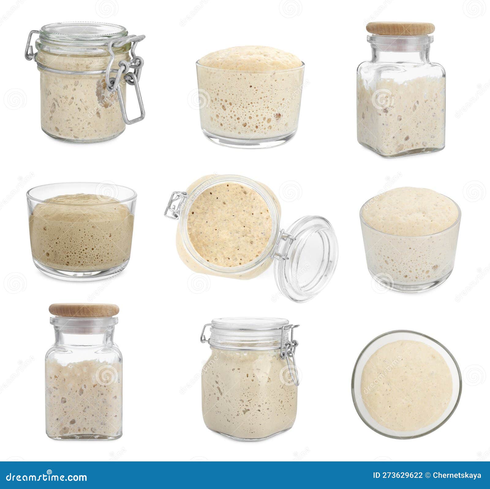 Collage with Fresh Leaven on White Background Stock Photo - Image of ...