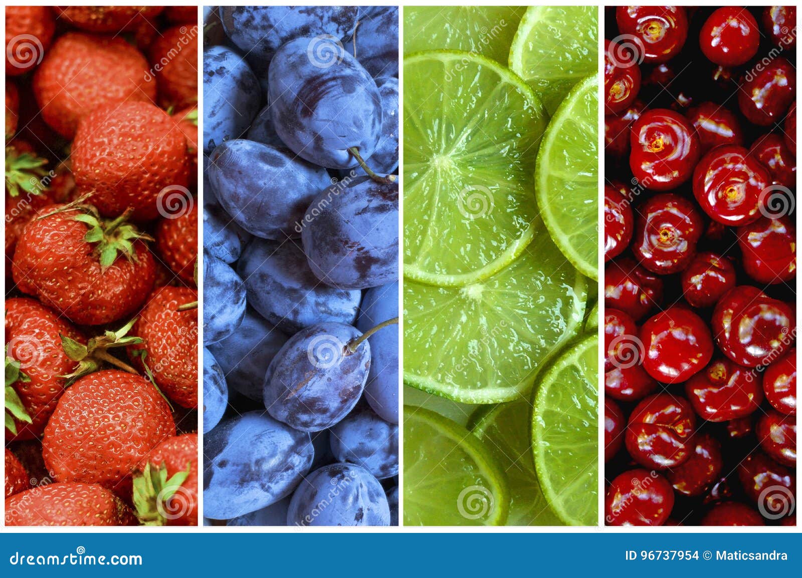 Collage of Fresh Summer Fruit in the Form of Vertical Stripes Stock ...