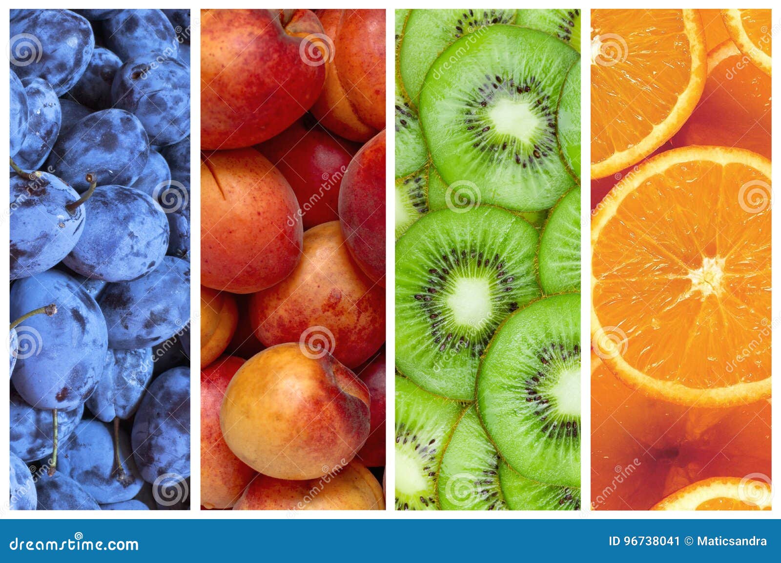 Collage of Fresh Summer Fruit in the Form of Vertical Stripes Stock ...