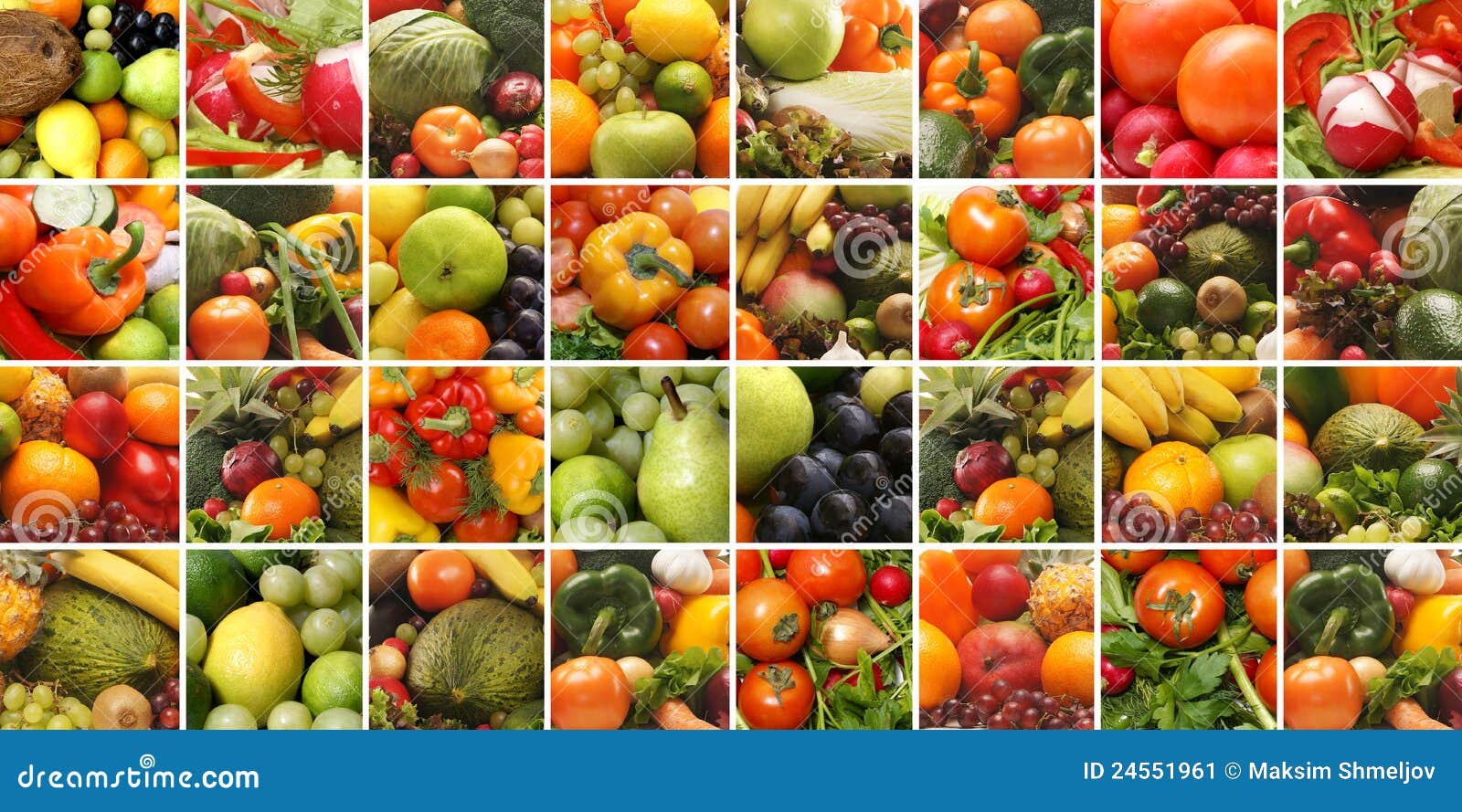 A Collage of Fresh and Tasty Fruits and Vegetables Stock Image - Image ...
