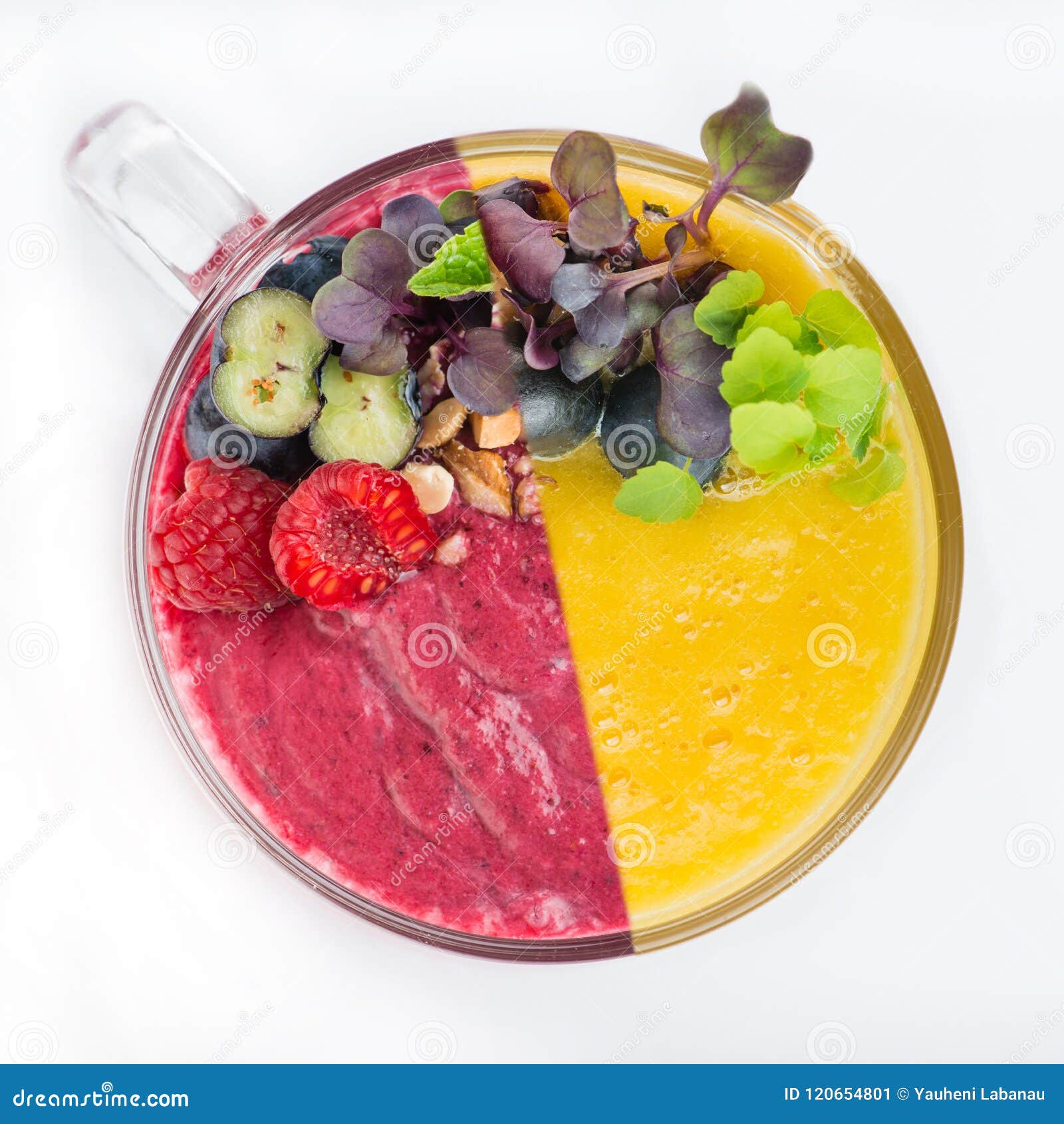 Collage Fruit Smoothie in a Cup Top View Stock Image - Image of ...