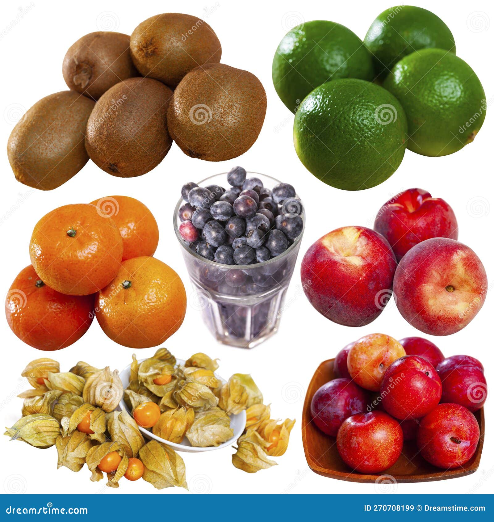 Collage with Fruits on White Background Stock Image - Image of berry ...