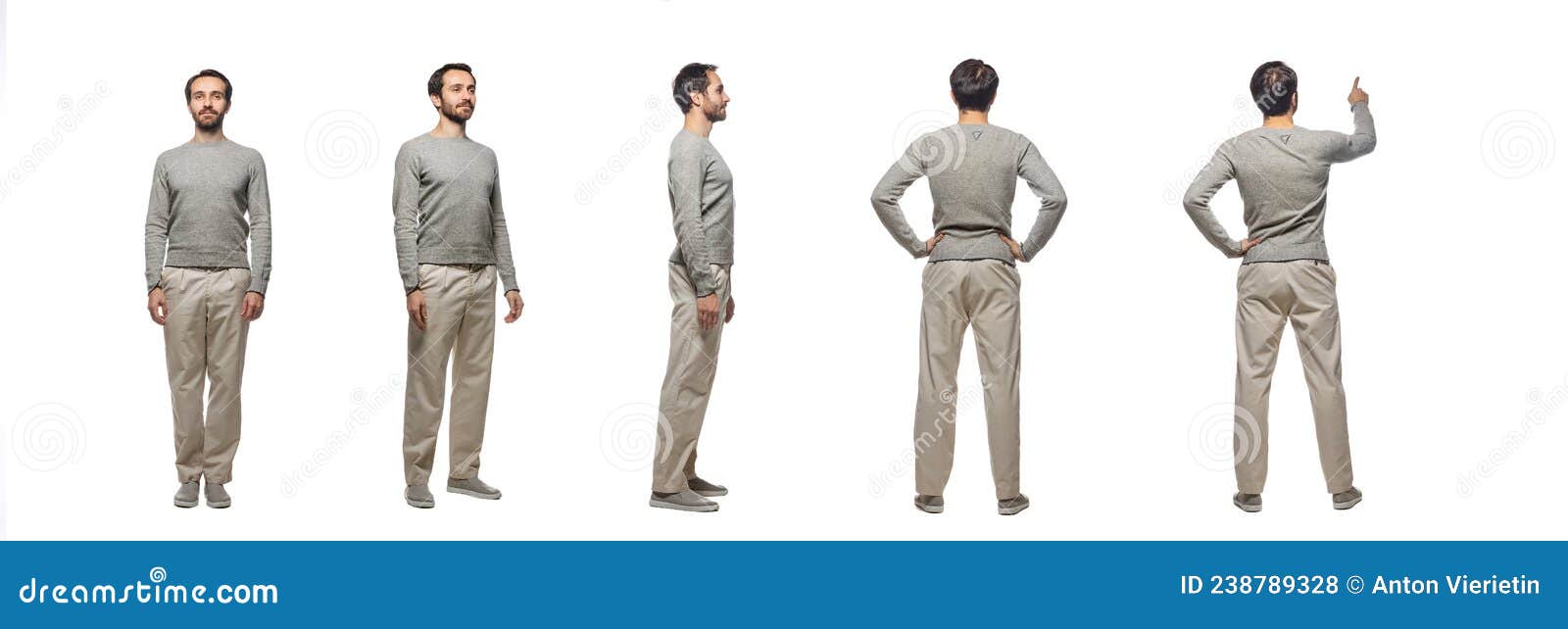 Collage of Full-length Portraits of Man Standing in a Line, Posing ...