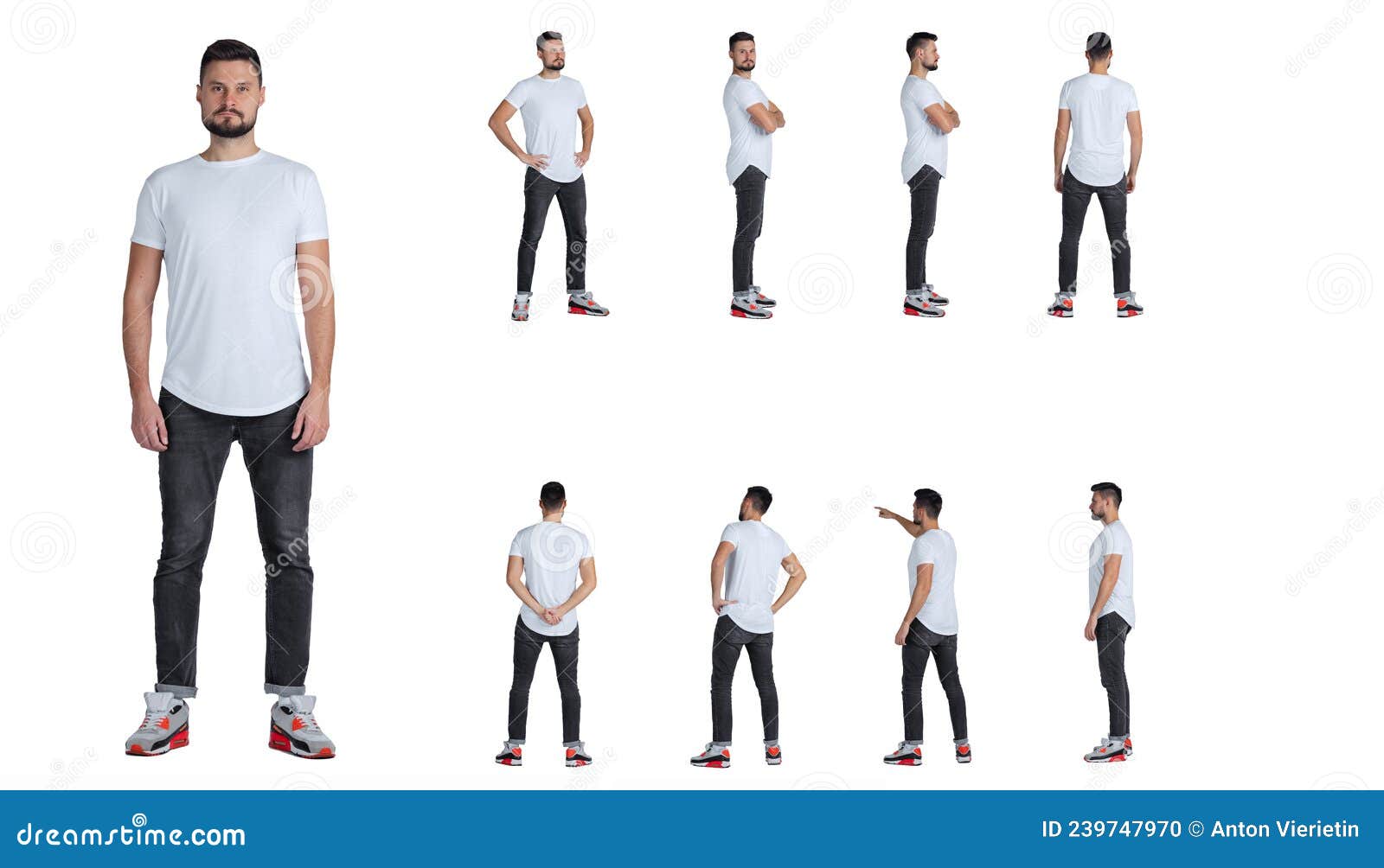 Collage of Full-length Portraits of Man Standing in a Line, Posing ...